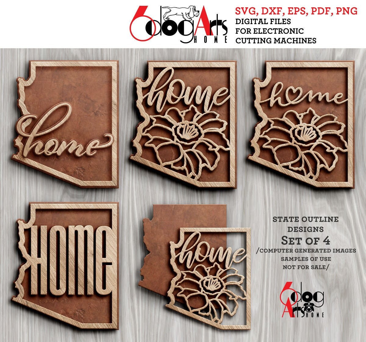 4 Arizona State Outline Home Wall Decor Layered Templates - Etsy