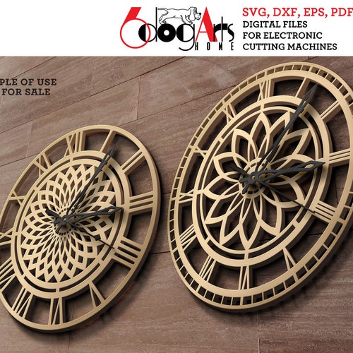 2 Minimalist Wall Clock Templates Digital Vector Files Svg Dxf - Etsy