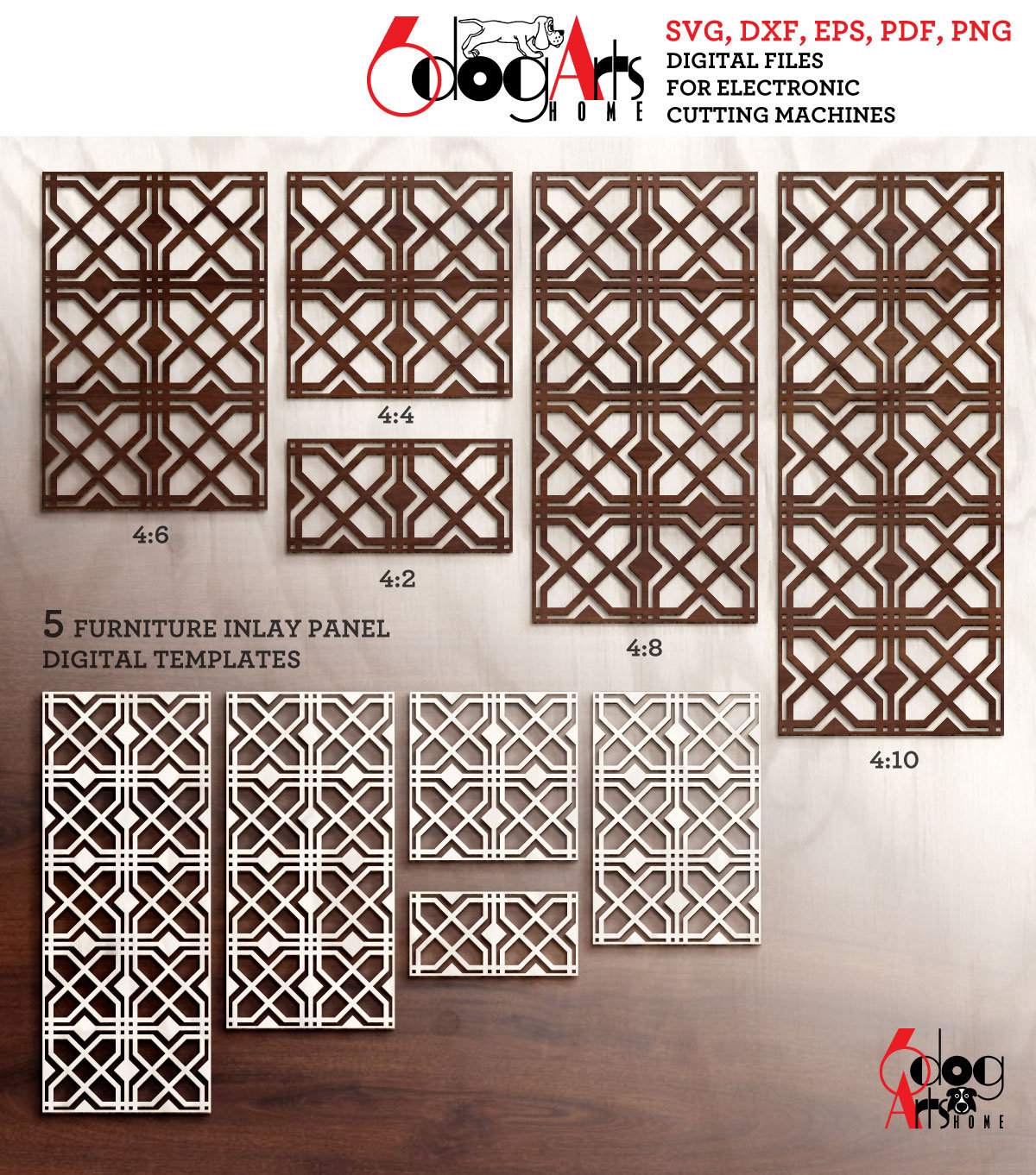 5 Moroccan Furniture Inlay Panel Svg Dxf Digital Templates Glowforge ...