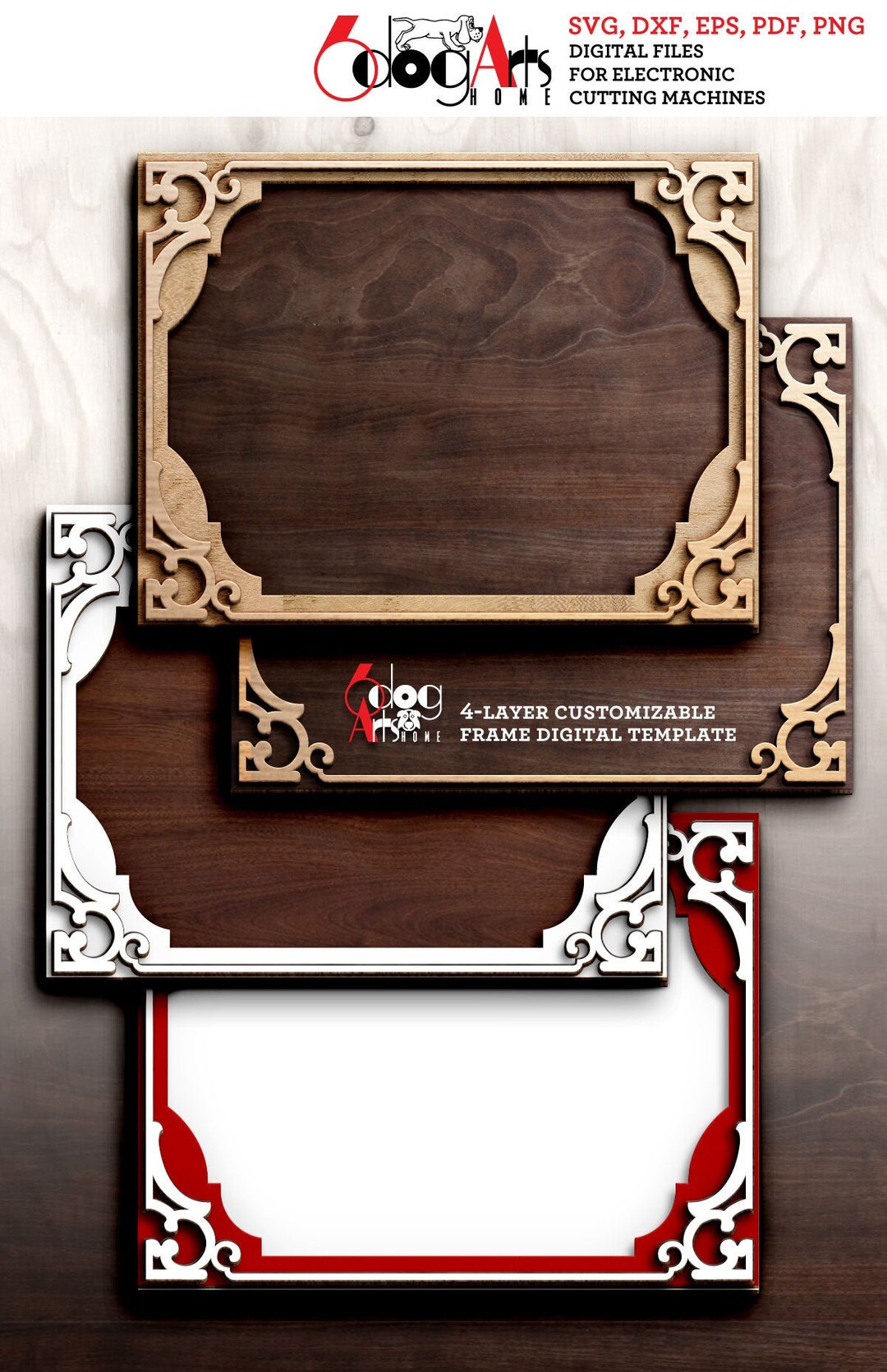 Layered Frame Template Vector Digital SVG DXF Files for Wood - Etsy