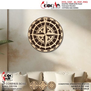 Layered Compass Rose Digital Templates (set of 3) SVG DXF Files Wood ...