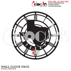 Texas State Map Wall Clock Face SVG DXF Digital Template Instant ...