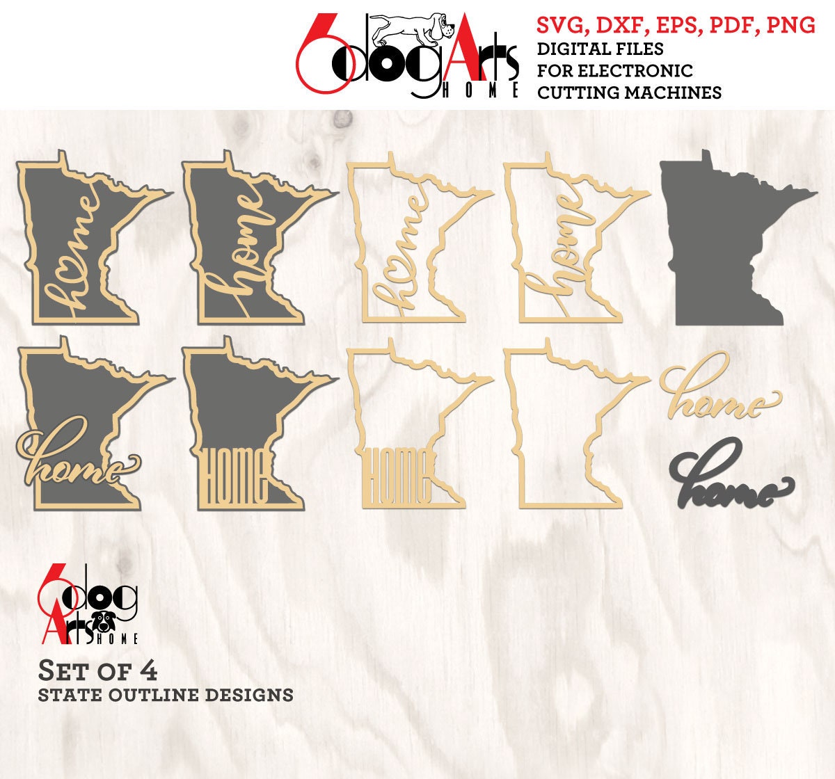 4 Minnesota State Outline Home Wall Decor Layered Templates Vector ...