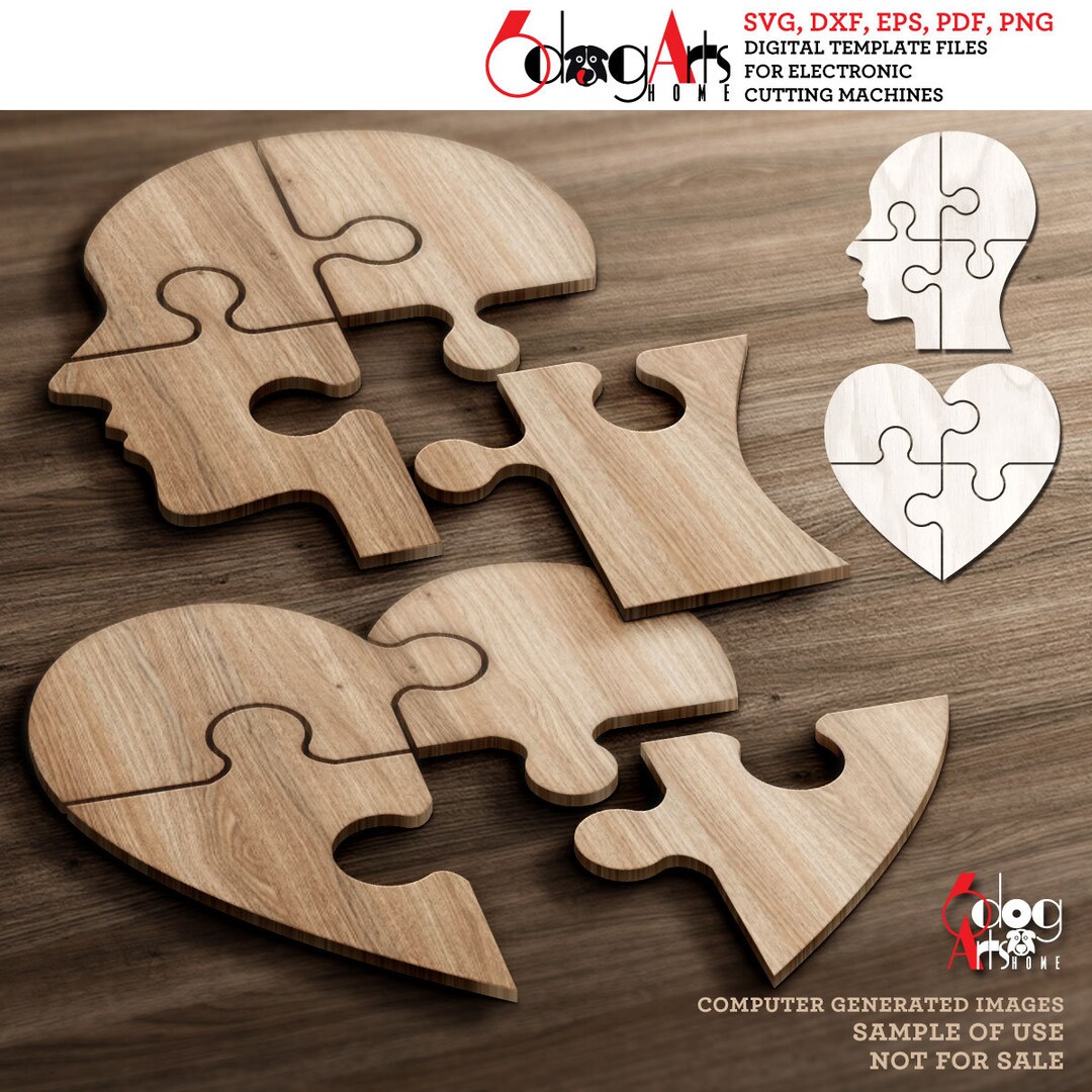 2 Puzzle Coaster Trivet Table Decor Templates Vector Digital SVG DXF ...