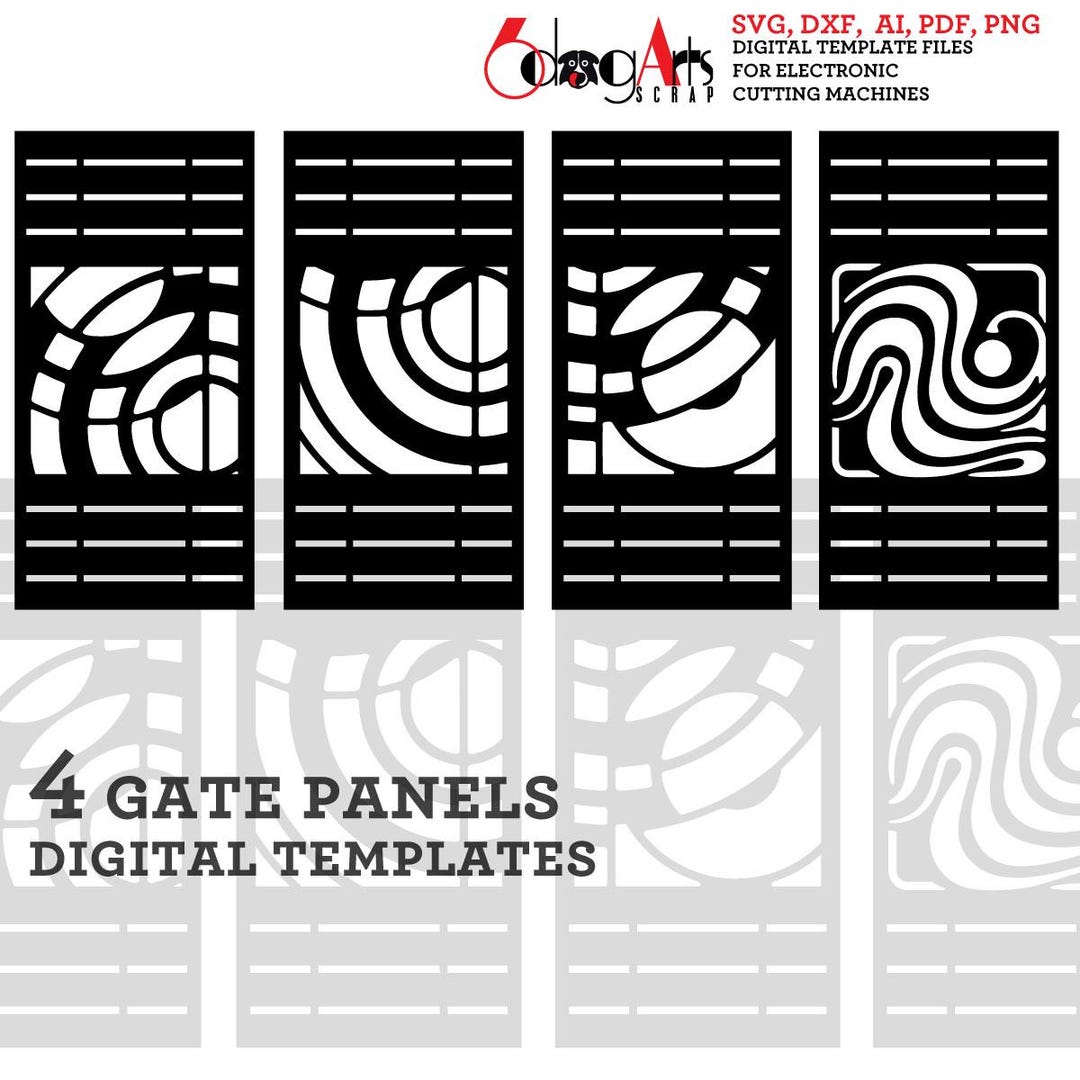 4 Gate / Partition SVG / DXF Bundle Digital Template Files for Laser ...