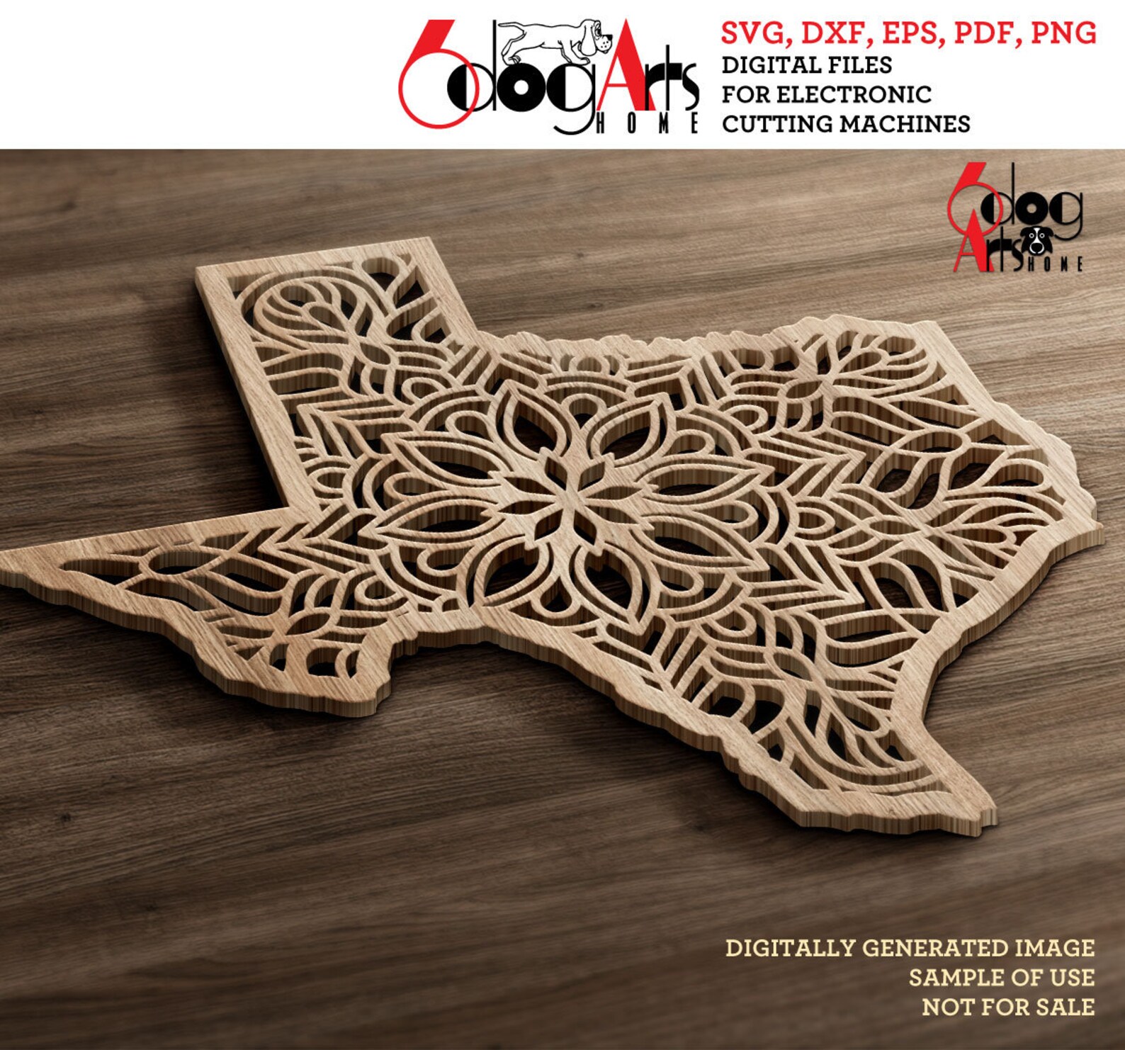 3 Texas State Outline Mandala Wall Decor Layered Templates | Etsy