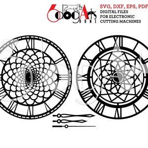 2 Filigree Wall Clock Templates Digital Vector Files Svg Dxf Instant ...