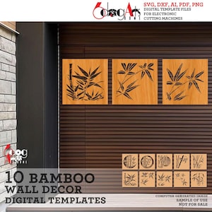10 Bamboo SVG DXF Wall Decor Stencil Digital Templates Vector Files ...