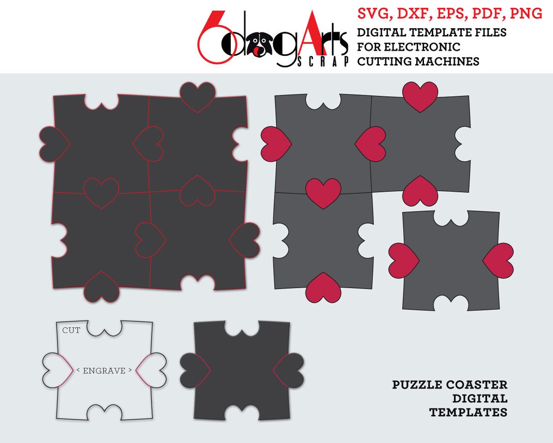 6 Puzzle Coaster Trivet Wall Decor Templates Vector Digital - Etsy