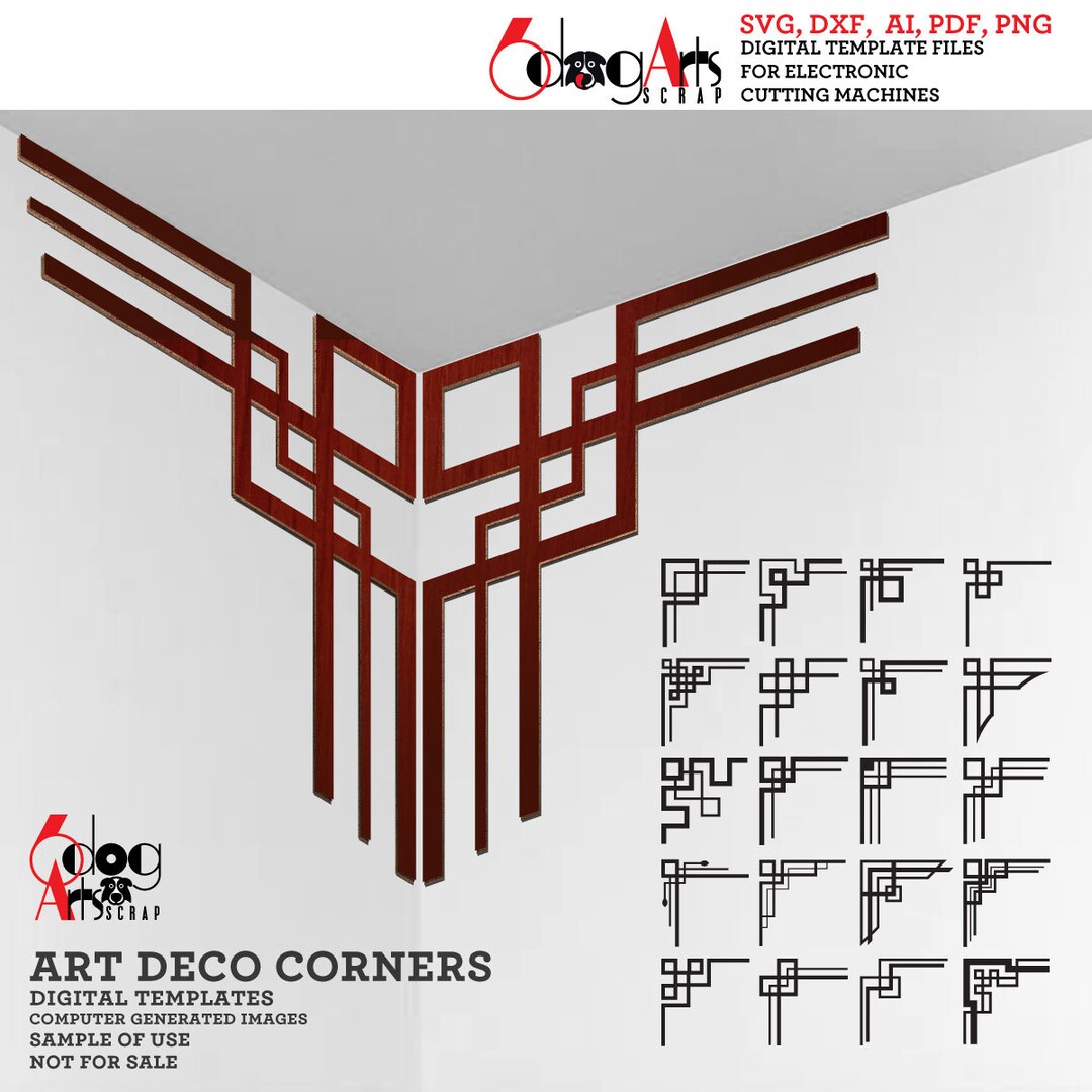 Art Deco Corners SVG DXF Files Bundle Digital Templates Download for ...