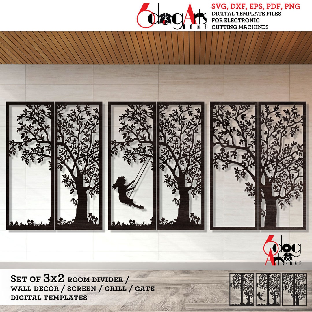 3 (x2) Tree Panels Wall Decor Room Divider Partition Privacy Screen ...