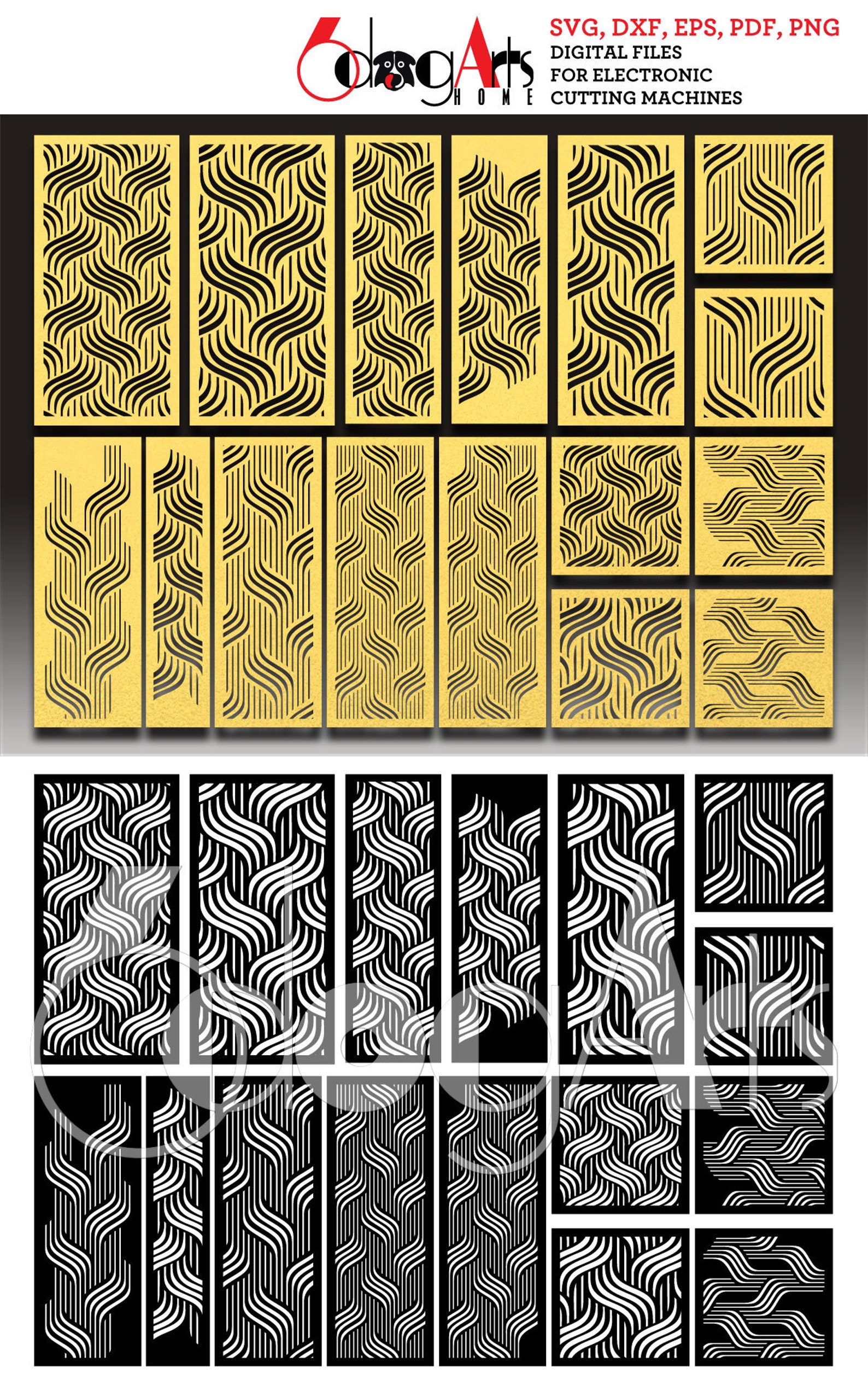 16 Wavy Gate / Partition SVG / DXF Bundle Digital Template Files ...