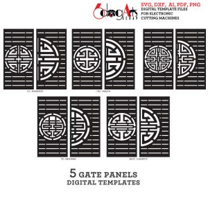 5 Gate / Partition SVG / DXF Bundle Digital Template Files for Laser ...