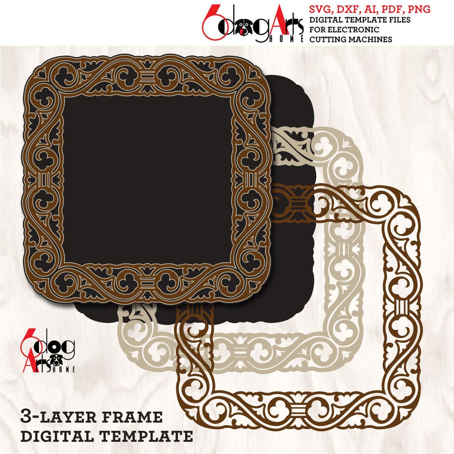 Layered Frame Template: SVG DXF Files for Laser Cutting (digital ...