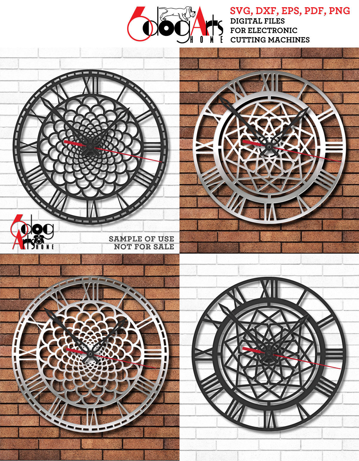 2 Filigree Wall Clock Templates Digital Vector Files Svg Dxf Instant ...
