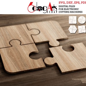 6 Puzzle Coaster Trivet Wall Decor Templates Vector Digital SVG DXF ...