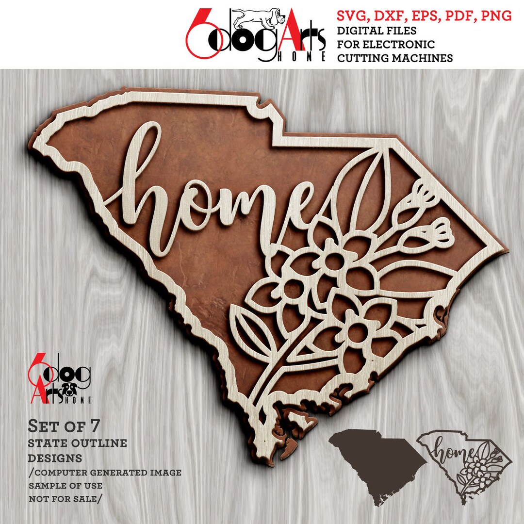 7 South Carolina State Outline Home Wall Decor Layered Templates Vector ...