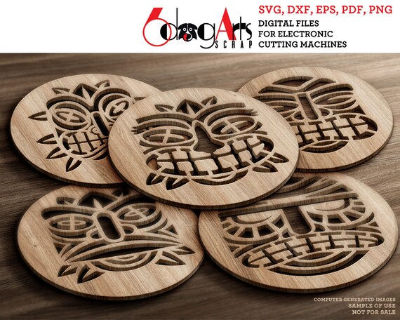 Hawaii Polynesian Tiki Coaster Trivet Wall Decor Templates - Etsy