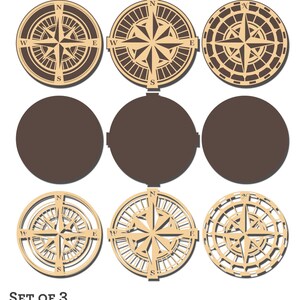 Layered Compass Rose Digital Templates (set of 3) SVG DXF Files Wood ...