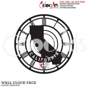 California State Map Wall Clock Face SVG DXF Digital Template Instant ...