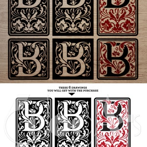 6 Monogram Letter B SVG/DXF Templates Bundle Digital Files Download for ...