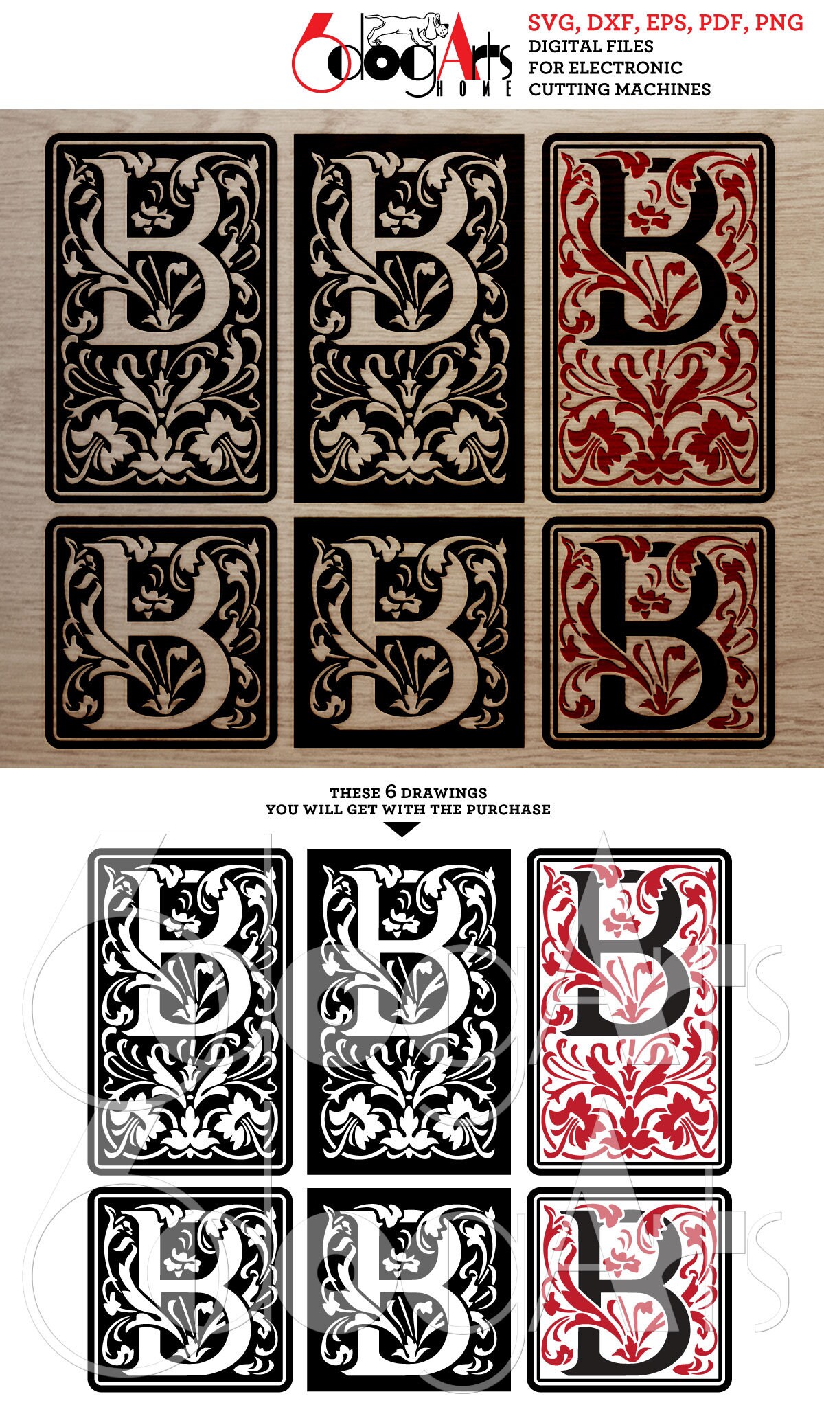 6 Monogram Letter B Templates Digital Vector Files Svg Dxf - Etsy