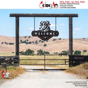 6 (x2) Bull Welcome Sign Digital Templates Vector SVG DXF Files Instant ...