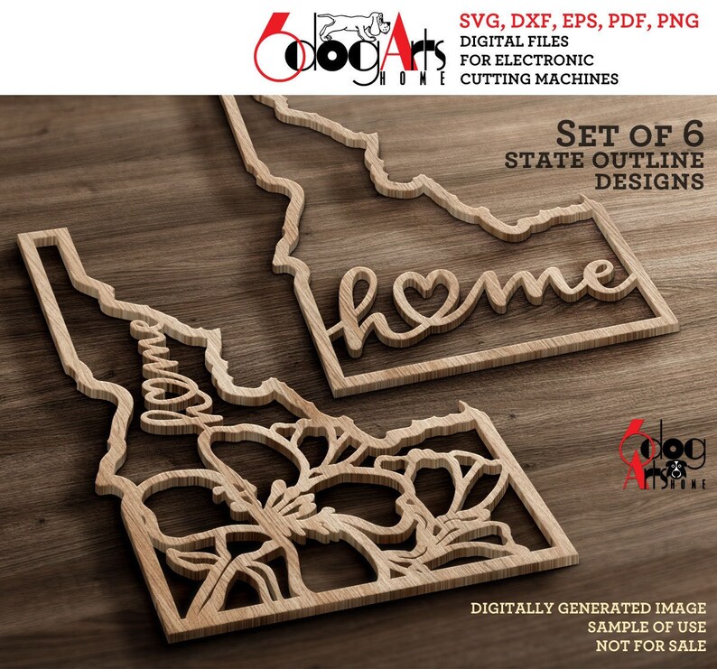 6 Idaho State Outline Home Wall Decor Layered Templates Vector - Etsy