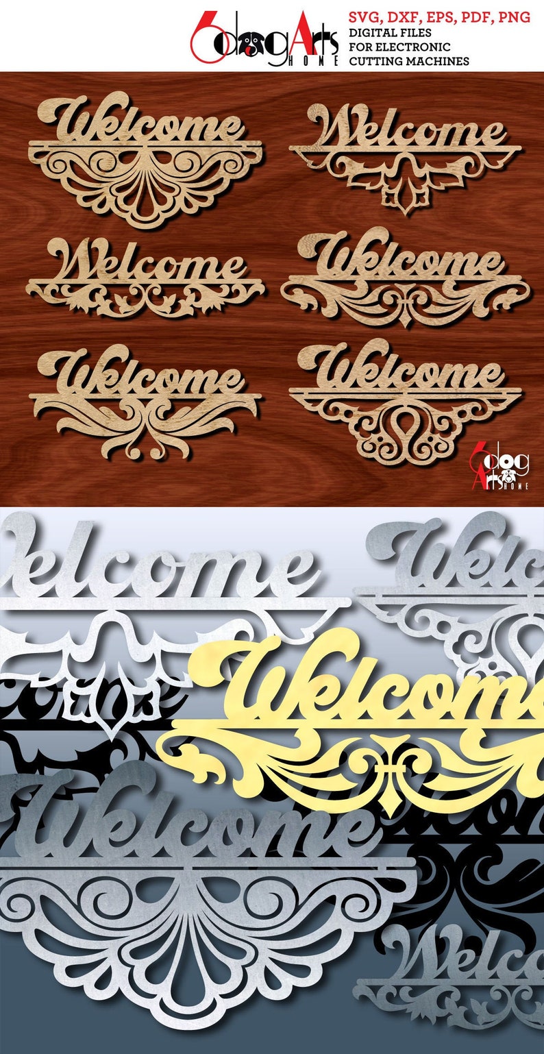 6 Welcome Door Sign Templates Digital Vector Files Svg Dxf Instant ...