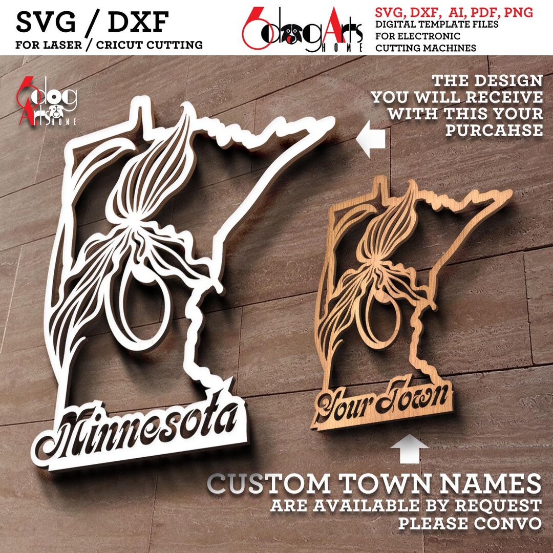 Minnesota State & Custom Town Names SVG / DXF Digital Templates for ...