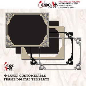 Layered Frame Template Vector Digital SVG DXF Files for Wood Cardboard ...
