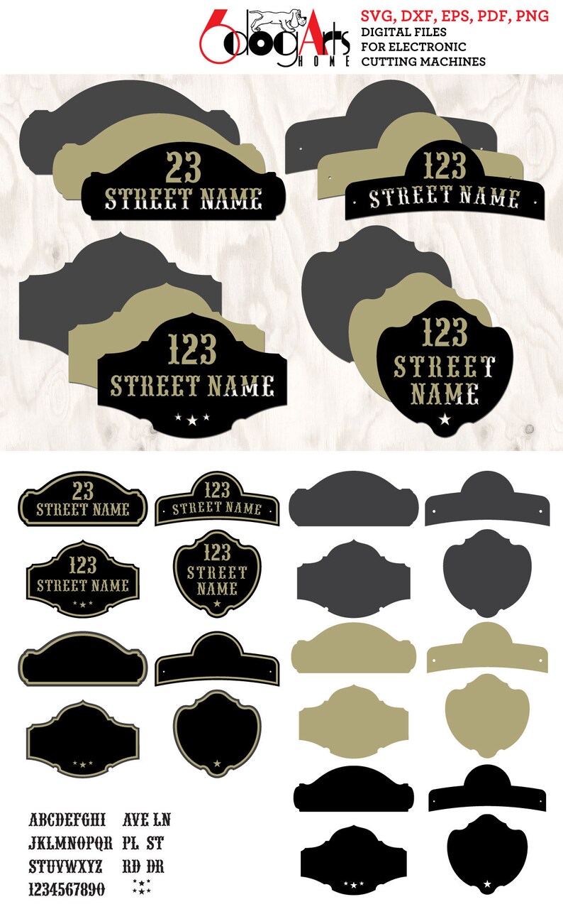 4 DIY Address Door Sign Plaque Digital Templates Svg Dxf - Etsy