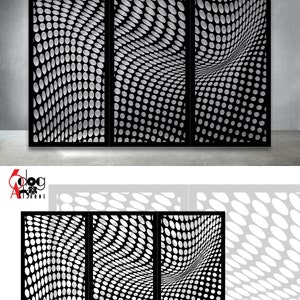 3 Perforated Waves Gates Wall Decor Room Divider Partition Privacy ...