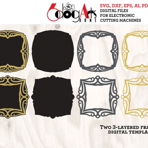 2 Layered Frame Templates Vector Digital SVG DXF Files for Wood ...