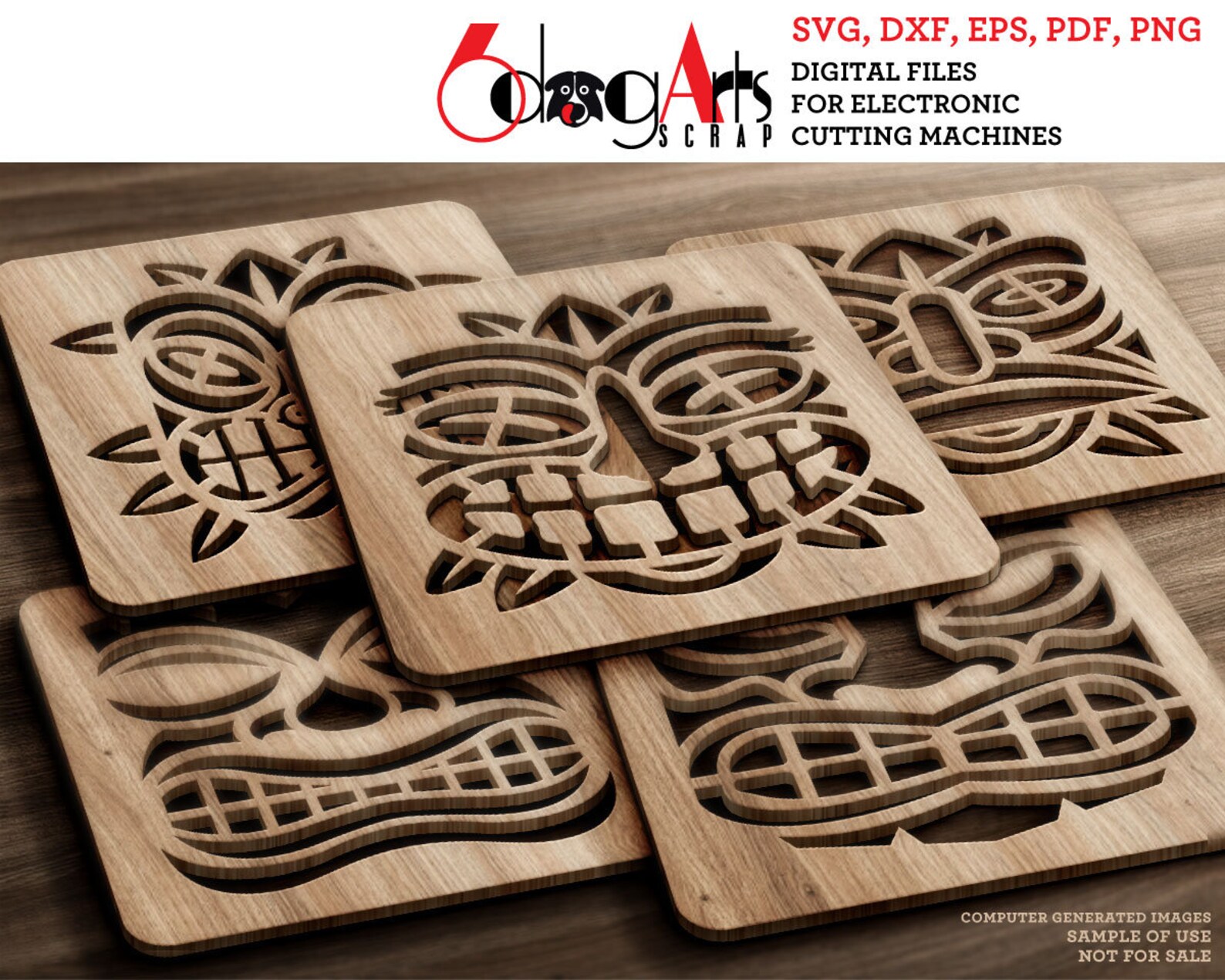 9 Hawaii Polynesian Tiki Coaster Wall Decor Templates Vector - Etsy