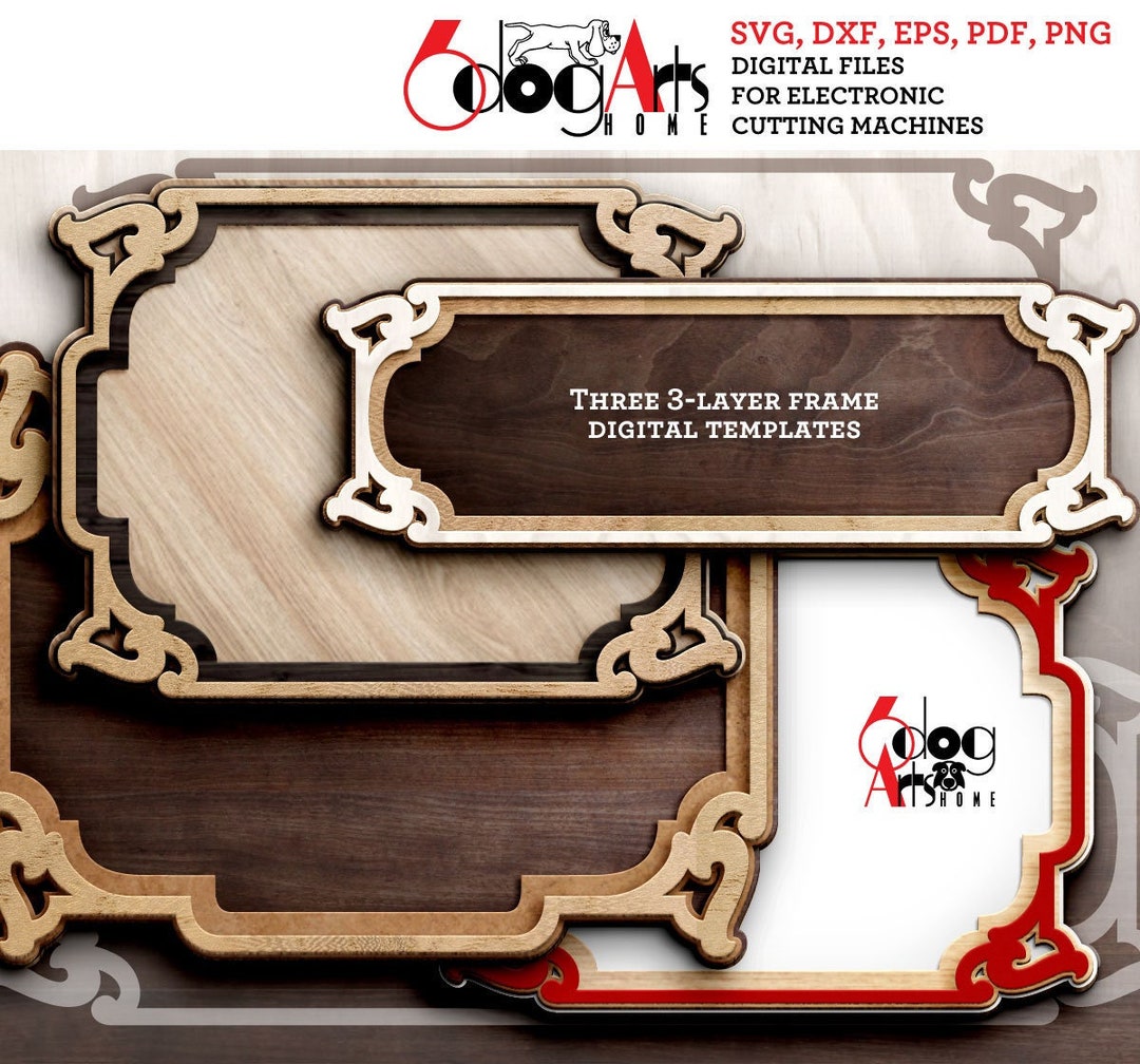 3 Layered Frame Templates Vector Digital SVG DXF Files for - Etsy