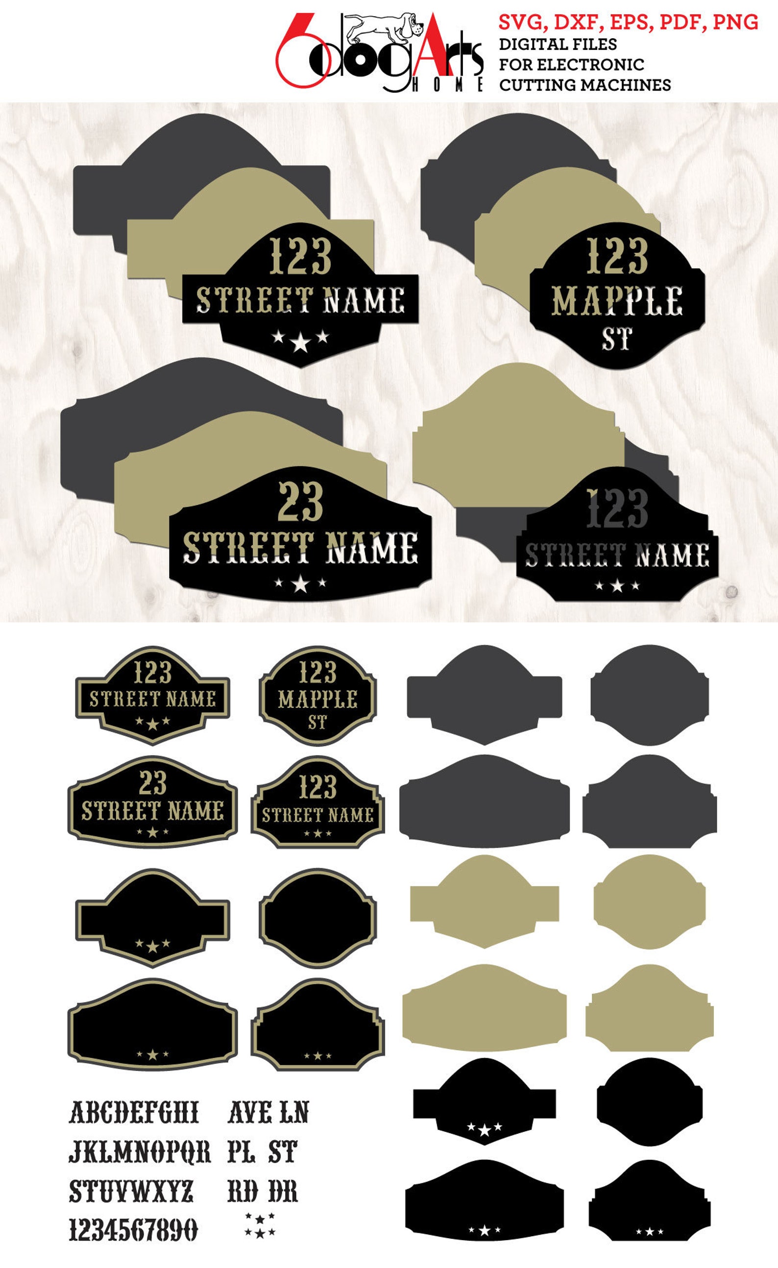 4 DIY Address Door Sign Digital Templates Svg Dxf Vector Files - Etsy