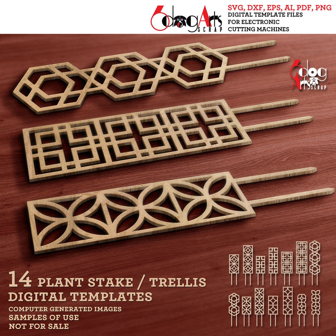 14 House Garden Plant Trellis Stake Templates Vector Digital SVG DXF ...