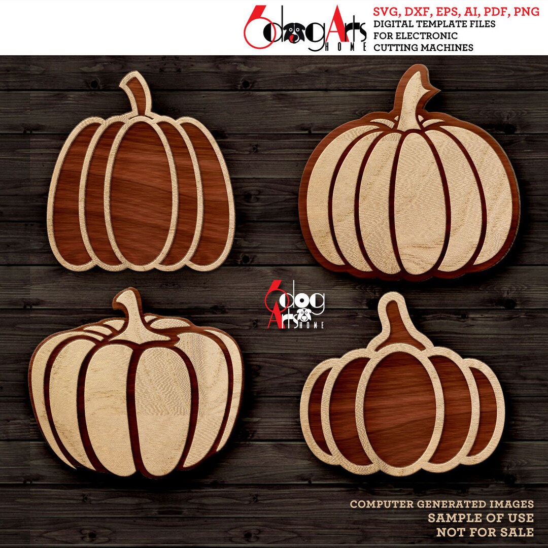 4x2 (8) Multilayered SVG DXF Thanksgiving Pumpkin Templates Vector ...