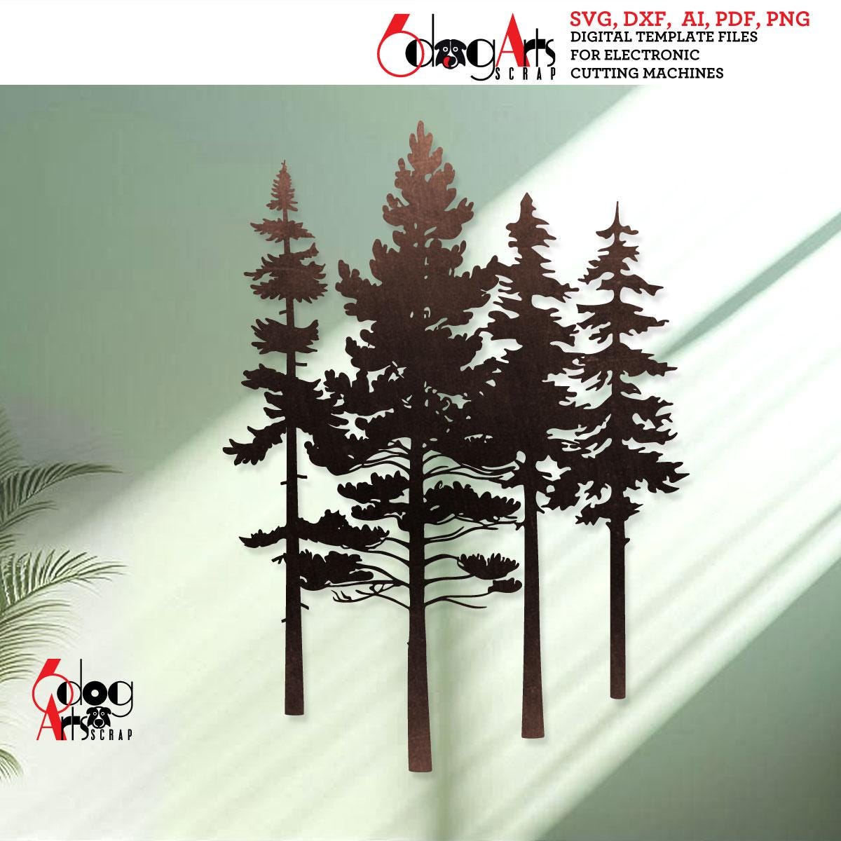 Pine Trees Wall Decor SVG DXF Files for Cnc Laser Cutting Machines ...