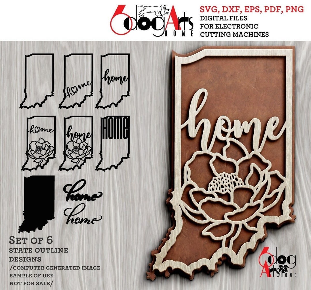 6 Indiana State Outline Home Wall Decor Layered Templates - Etsy