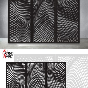 3 Perforated Waves Wall Decor Room Divider Partition Privacy Screen ...