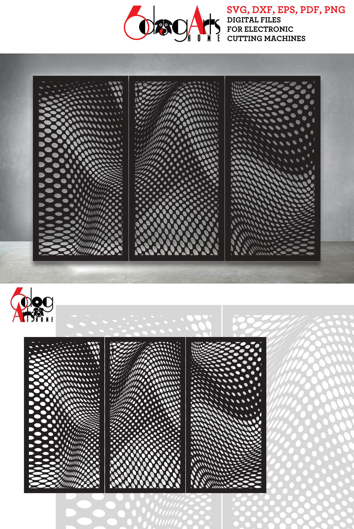 3 Perforated Waves Wall Decor / Gate / Partition SVG / DXF Bundle ...