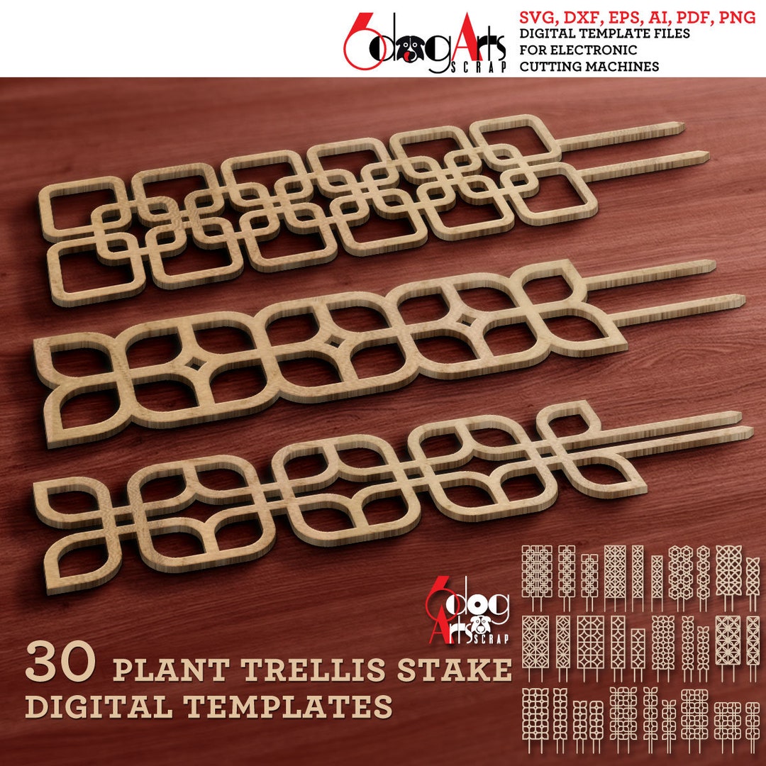 30 House Plant Trellis Stake Templates Vector Digital SVG DXF Files ...