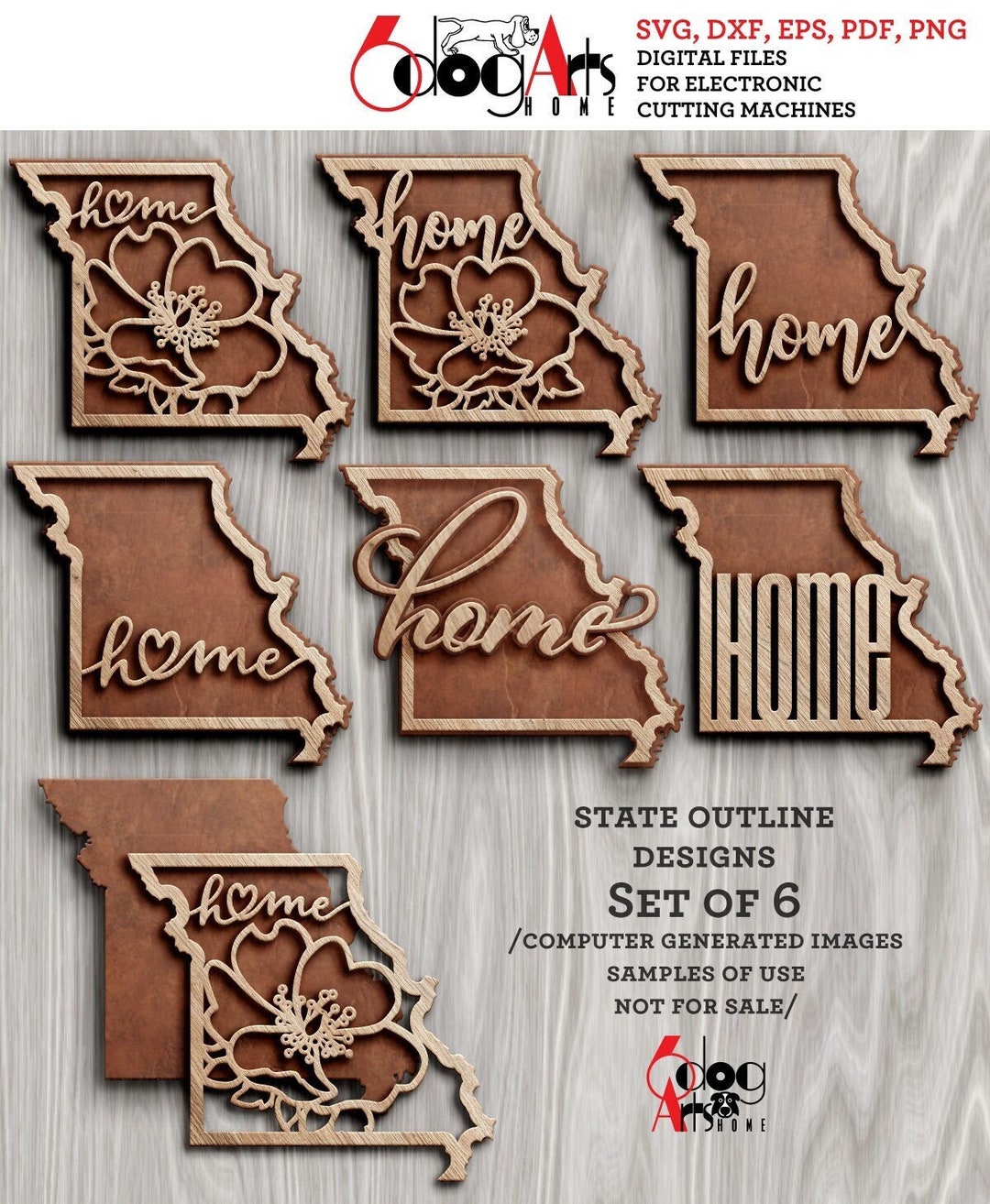 6 Missouri State Outline Home Wall Decor Layered Templates - Etsy