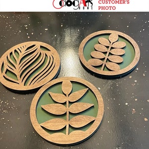 20 Round Foliage Coaster Trivet Wall Decor Templates Vector Digital SVG ...