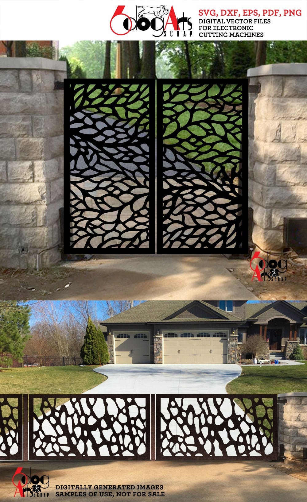 21 Skeleton Leaf Grill Gate Partition Templates Digital Vector Svg Dxf ...