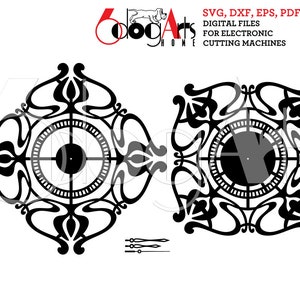 2 Wall Clock Filigree Templates Digital Cut Files Svg Dxf Pdf Eps Png ...
