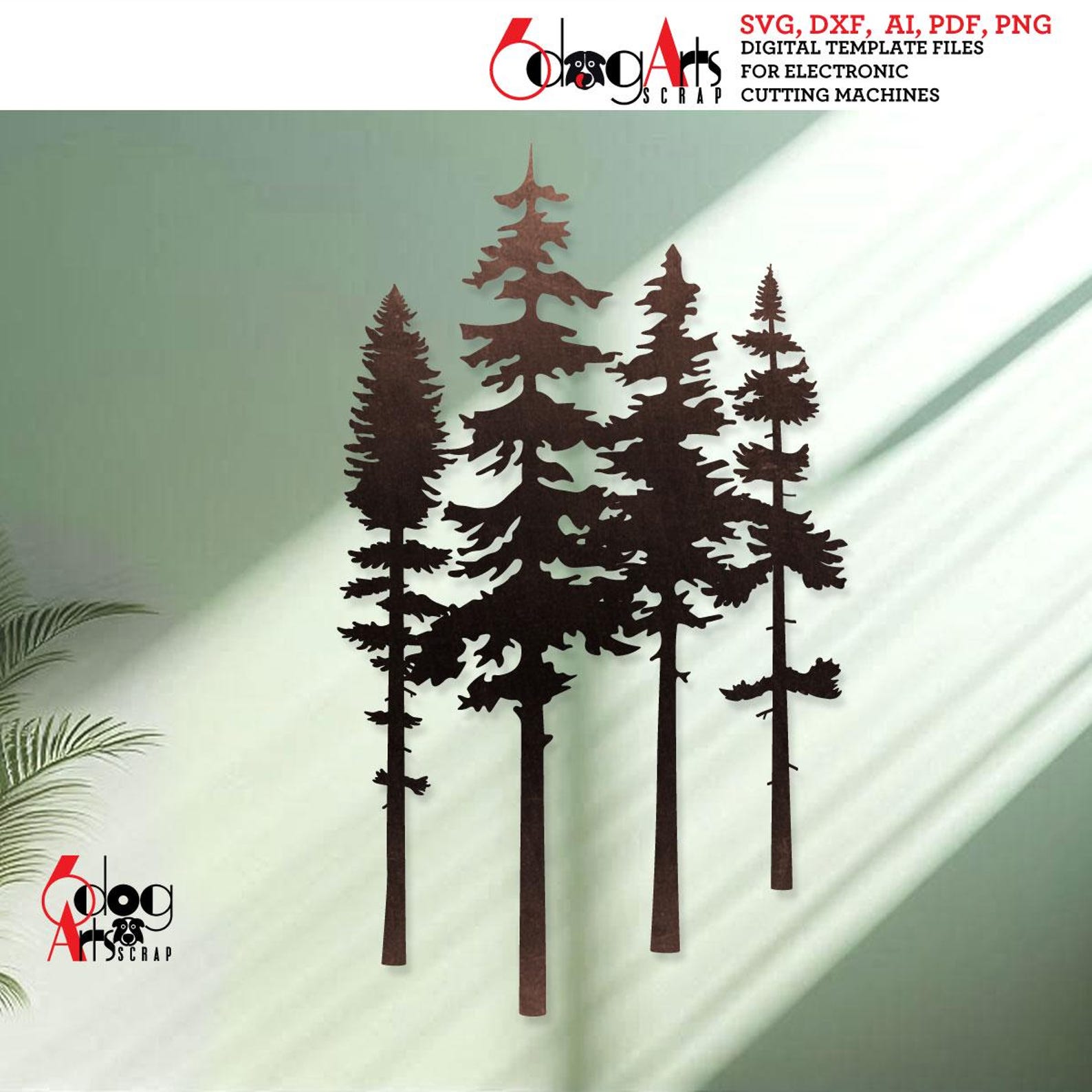 Pine Trees Wall Decor SVG DXF Files for Cnc Laser Cutting Machines ...