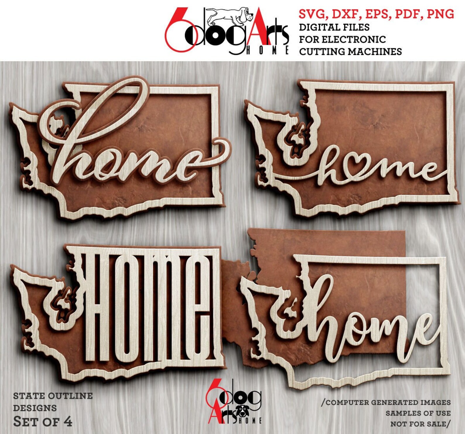 4 Washington State Outline Home Wall Decor Layered Templates - Etsy